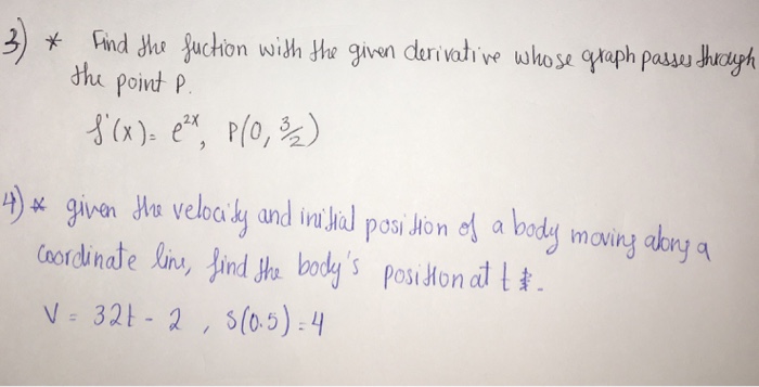 Solved Find the function with the given derivative whose | Chegg.com
