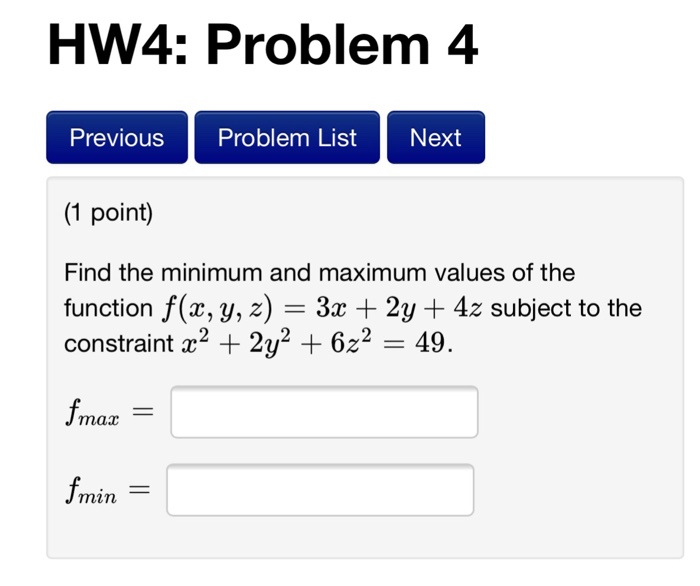 Solved Find The Minimum And Maximum Values Of The Function