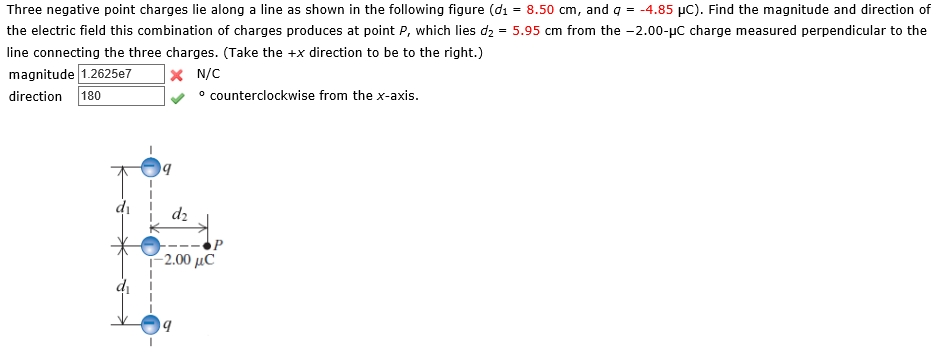 Solved Three negative point charges lie along a line as | Chegg.com