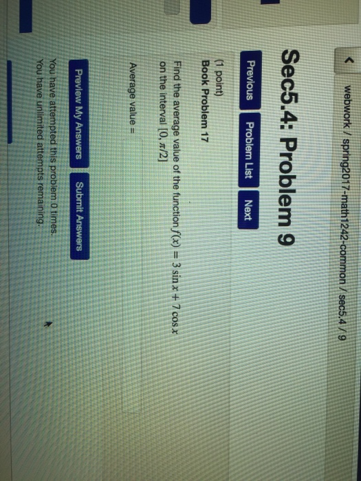 Solved Find the average value of the function f(x) = 3 sin x | Chegg.com