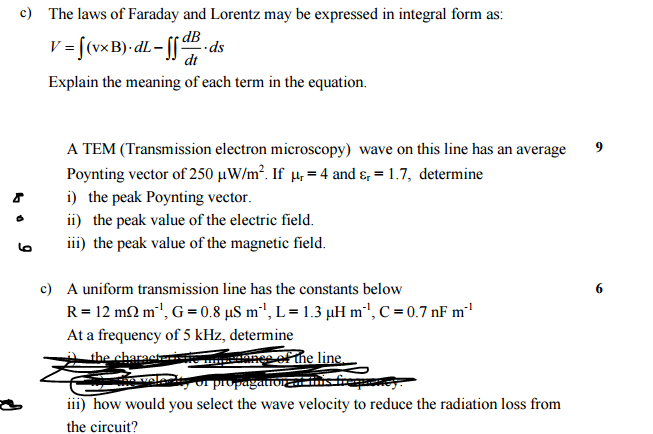 Solved c) The laws of Faraday and Lorentz may be expressed | Chegg.com