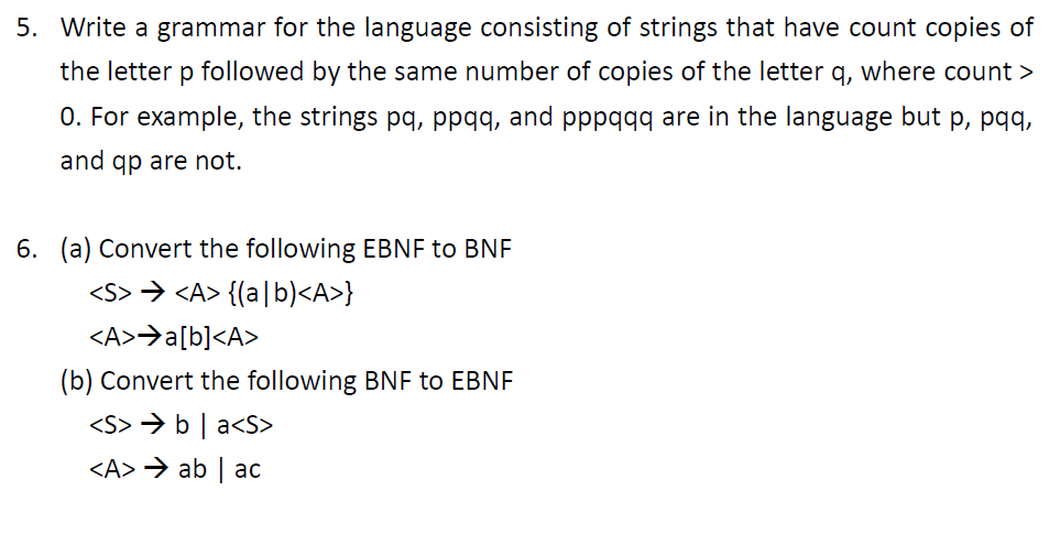 Solved Write a grammar for the language consisting of | Chegg.com