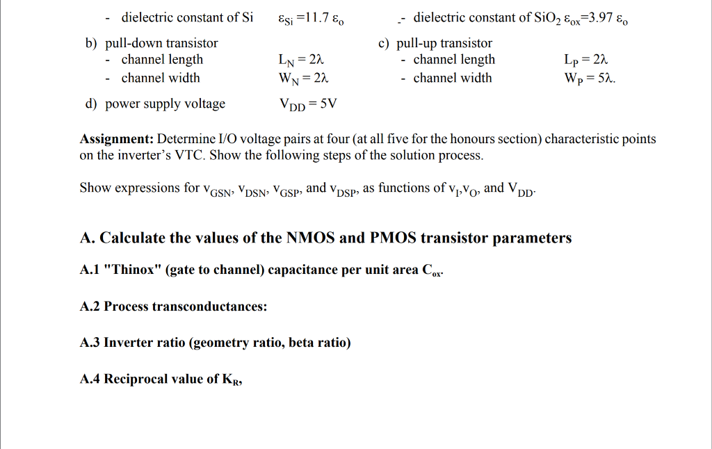 Solved CMOS Inverter VTC Electrical model of a CMOS inverter | Chegg.com