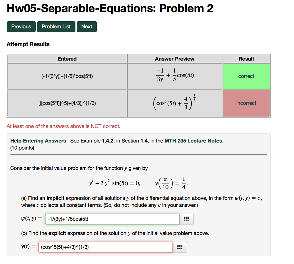 Solved Hw05-Separable-Equations: Problem 2 Previous Problem | Chegg.com