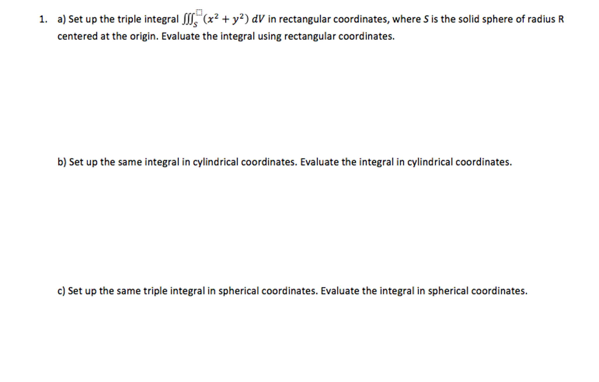 Solved Set up the triple integral integral integral | Chegg.com
