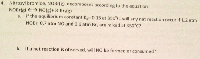 Solved Nitrosyl bromide, NOBr(g), decomposes according to | Chegg.com