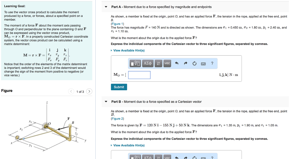Solved Learning Goal Part A-Moment due to a force specified | Chegg.com