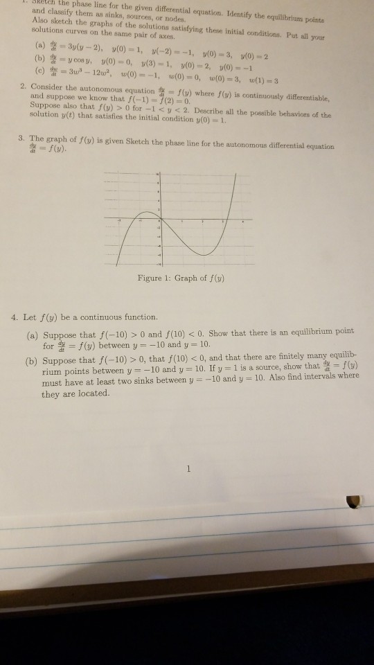 Solved l.SkEtch the phase line for the given differential | Chegg.com