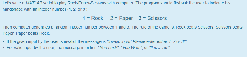 Solved Let's write a MATLAB script to play | Chegg.com