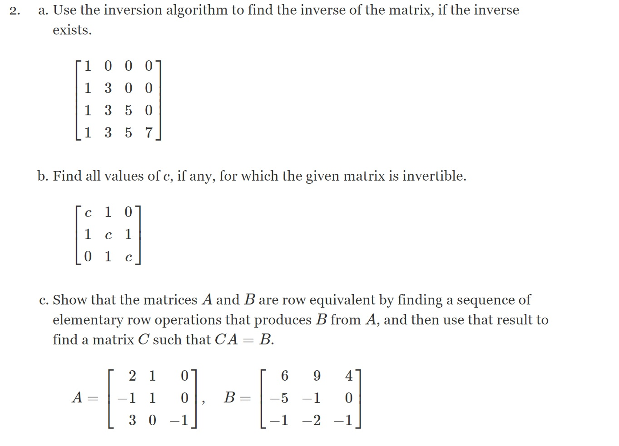 A2Q2 Linear Assignment. SHOW ALL STEPS FOR THE | Chegg.com