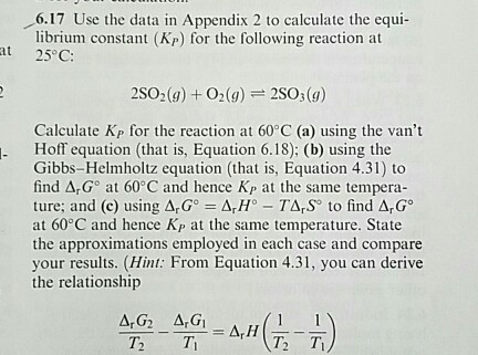 Solved Calculate the equilibrium constant Kp for the | Chegg.com