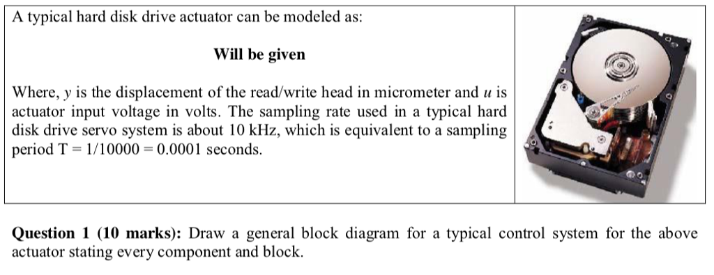 Solved A typical hard disk drive actuator can be modeled as: | Chegg.com