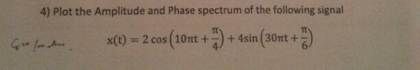Solved Plot the Amplitude and Phase spectrum of the | Chegg.com