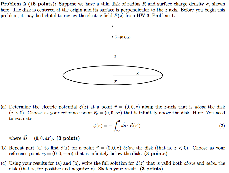 Solved Problem 2 (15 points): Suppose we have a thin disk of | Chegg.com