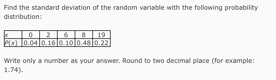 Solved Find the standard deviation of the random variable | Chegg.com