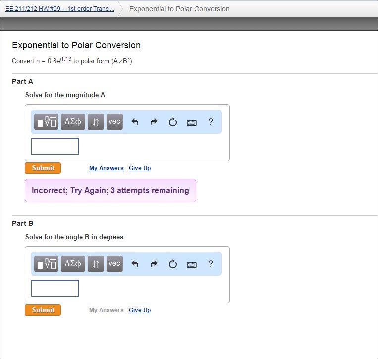 Solved Exponential to Polar Conversion Convert n = | Chegg.com