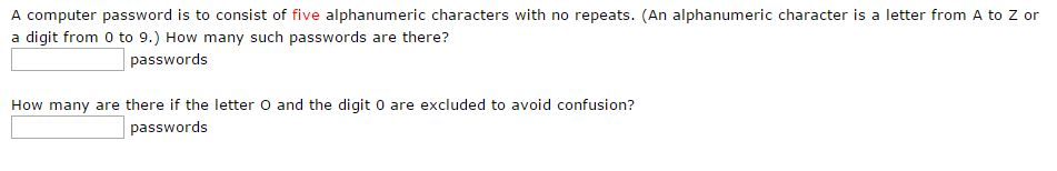Solved A computer password is to consist of five | Chegg.com
