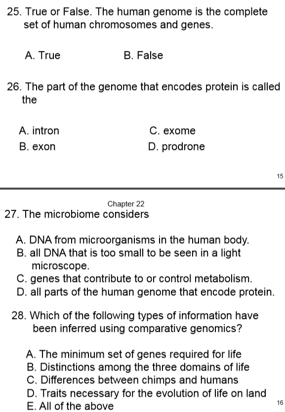 Solved True or False. The human genome is the complete set | Chegg.com