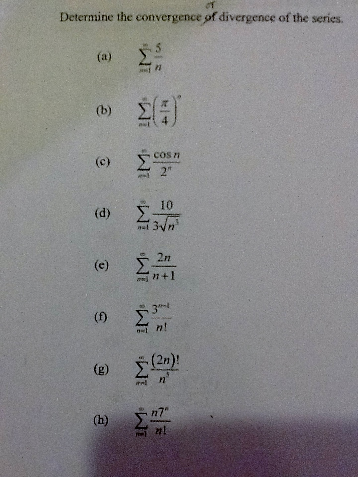 Solved Determine the convergence or divergence of the series | Chegg.com