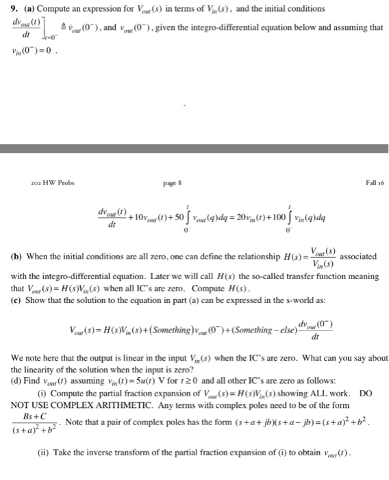 Solved Compute an expression for V_out (s) in terms of V_in | Chegg.com