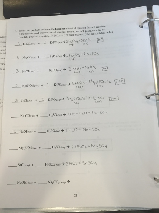 Solved 3. Predict the prodacts and write the balanced | Chegg.com