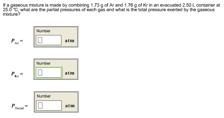 Solved If a gaseous mixture is made by combining 1.73 g of | Chegg.com
