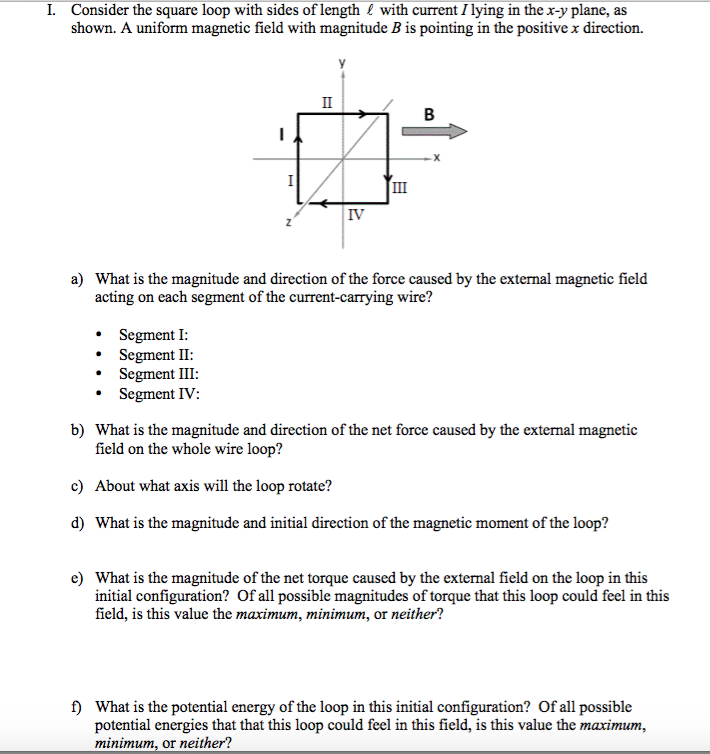 Solved Consider the square loop with sides of length l with | Chegg.com