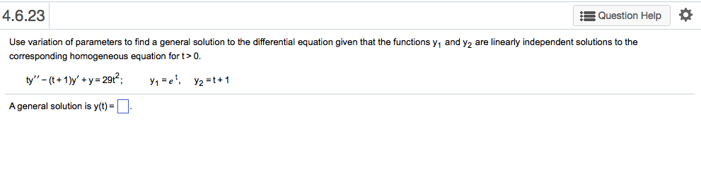 Solved 4623 Question Help Use Variation Of Parameters To
