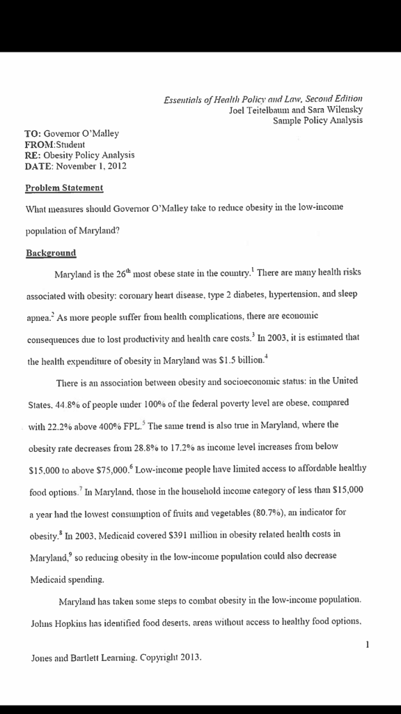 Solved Critically analyze the sample policy analysis | Chegg.com
