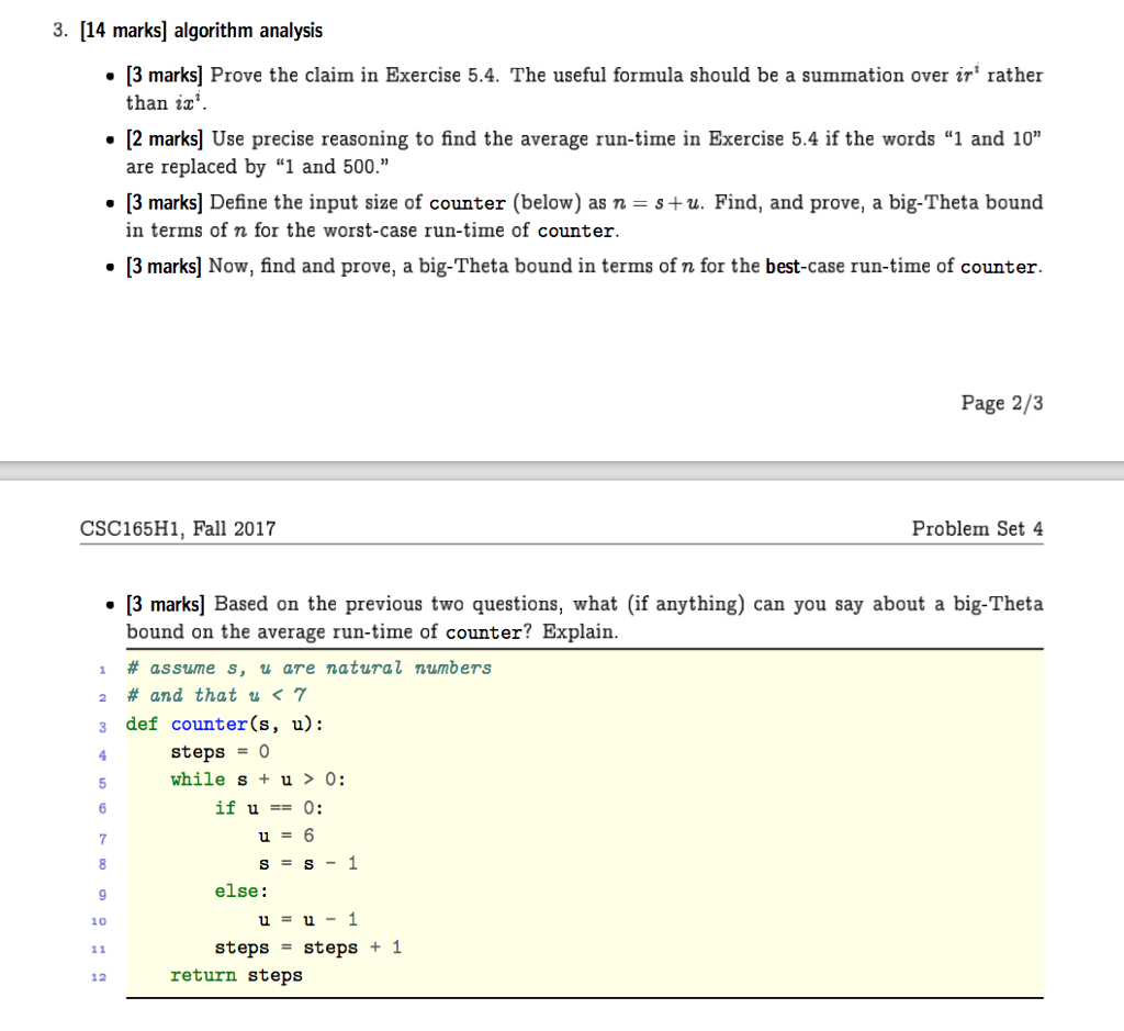3. [14 marks] algorithm analysis » [3 marks] Prove | Chegg.com