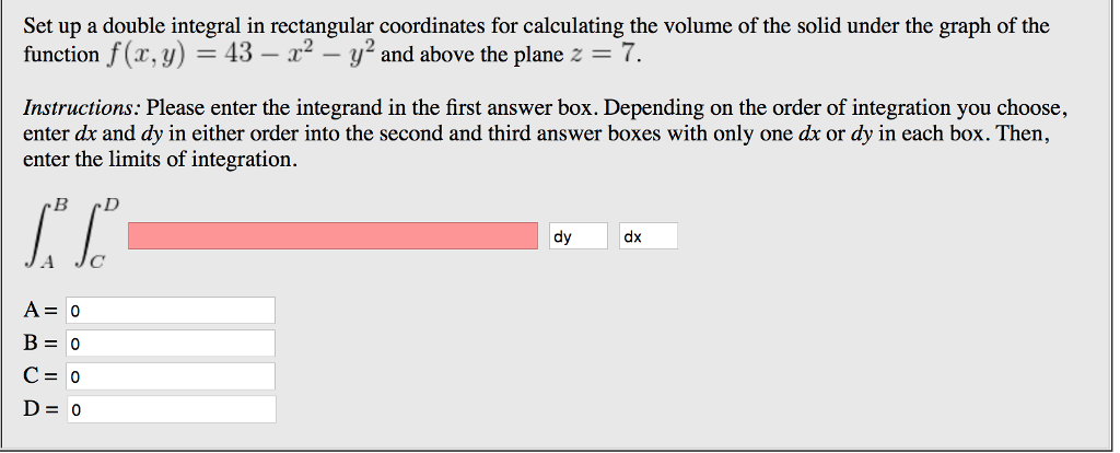 Solved Set Up A Double Integral In Rectangular Coordinates