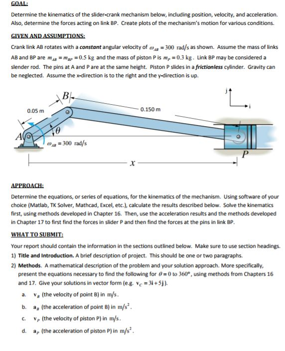 Solved GOAL Determine the kinematics of the slider-crank | Chegg.com