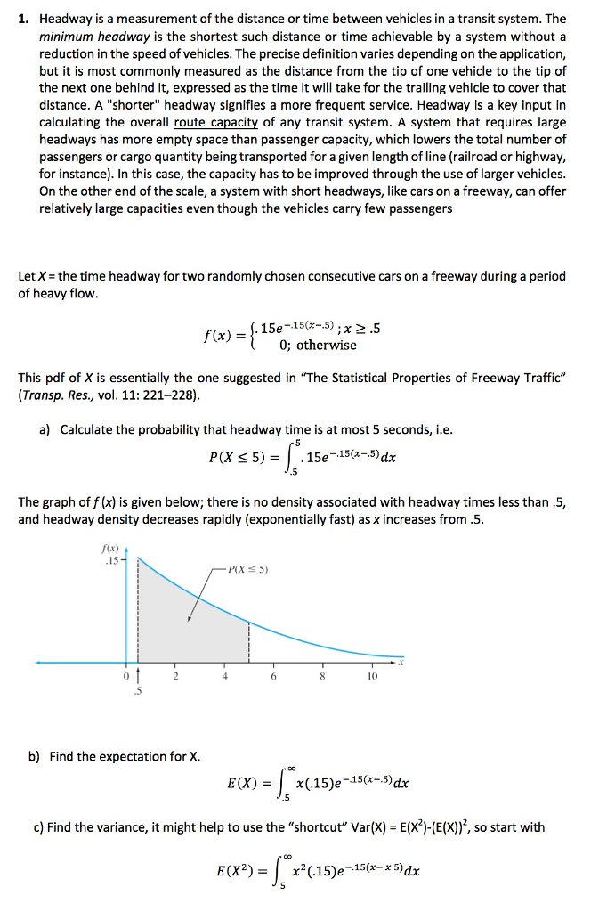 Solved Headway is a measurement of the distance or time | Chegg.com