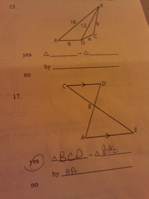 Solved Items 14-19: Determine whether the triangles are | Chegg.com