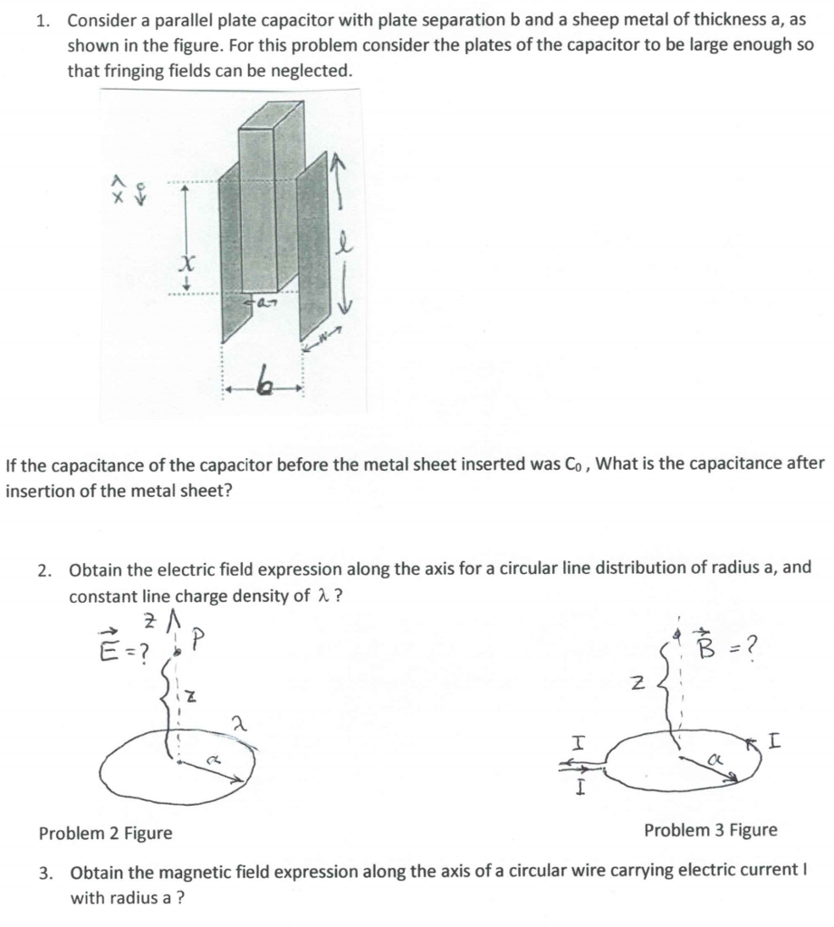 Solved 1. Consider a parallel plate capacitor with plate | Chegg.com