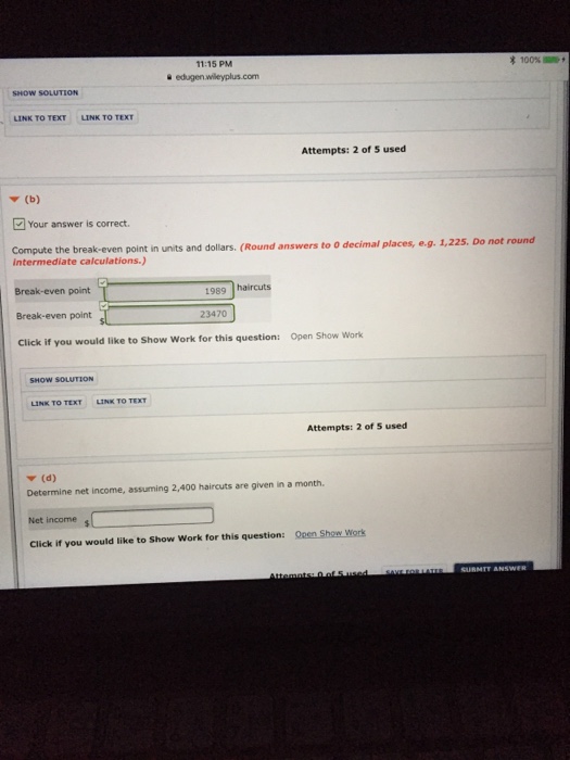 Solved 11:15 PM * 100% ent CALCULATOR, PRINTER VERSION BACK | Chegg.com