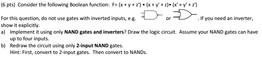 Solved Consider the following Boolean function: F = (x + y + | Chegg.com