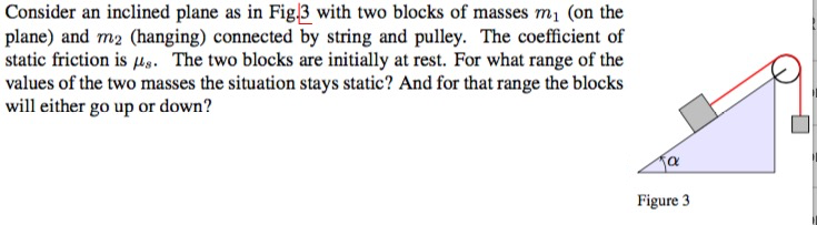 Solved Consider an inclined plane as in Fig.3 with two | Chegg.com