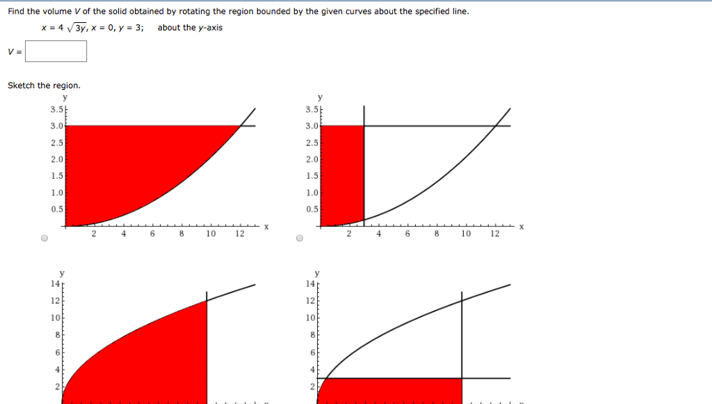 Solved Find The Volume V Of The Solid Obtained By Rotating Chegg