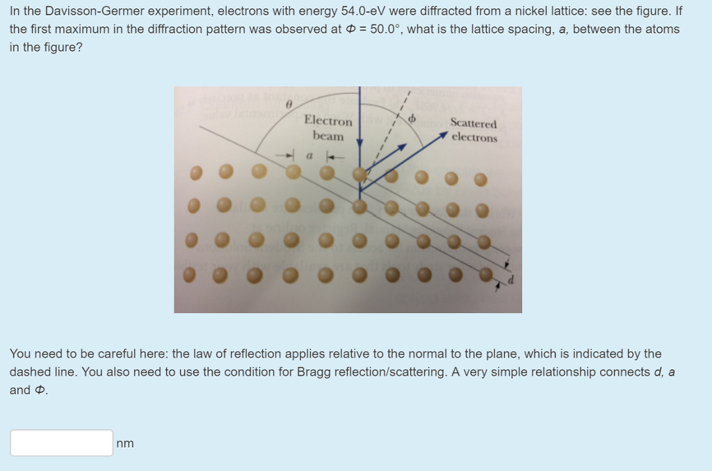 Solved In the Davisson-Germer experiment, electrons with | Chegg.com