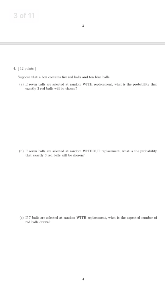Solved 3 of 11 4. 12 points Suppose that a box contains five | Chegg.com
