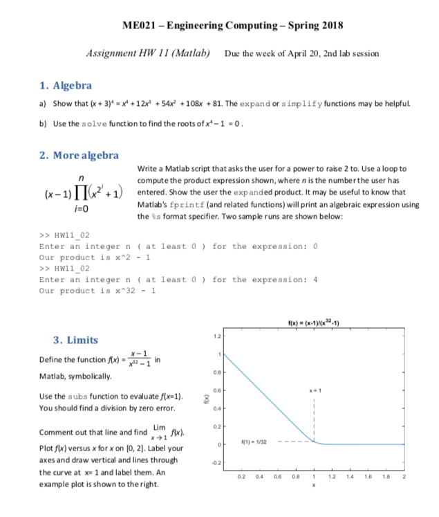 ME021 -Engineering Computing Spring 2018 Assignment | Chegg.com