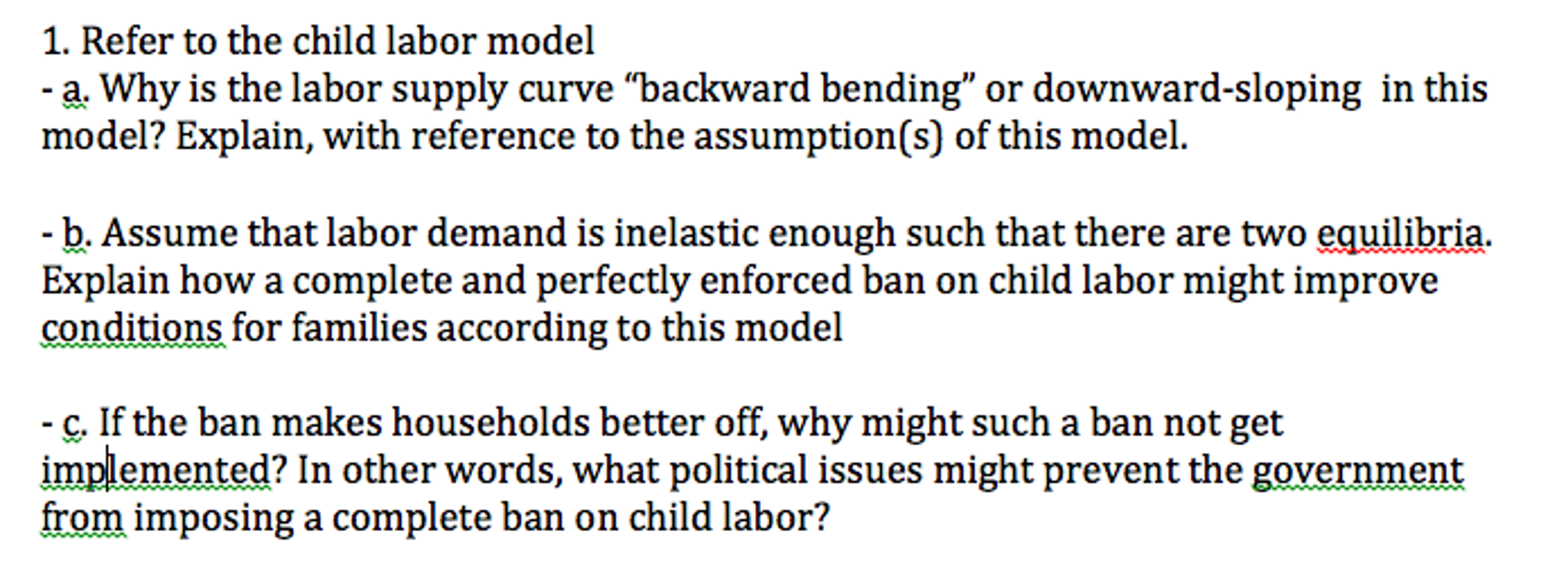 Solved Refer to the child labor model Why is the labor | Chegg.com