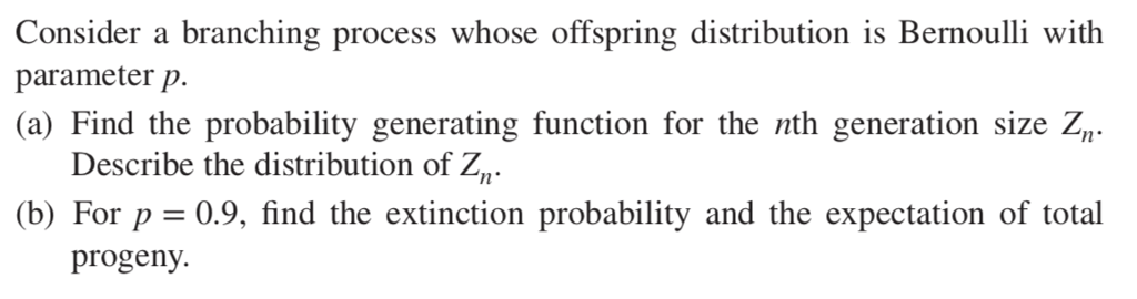 Solved Consider a branching process whose offspring | Chegg.com