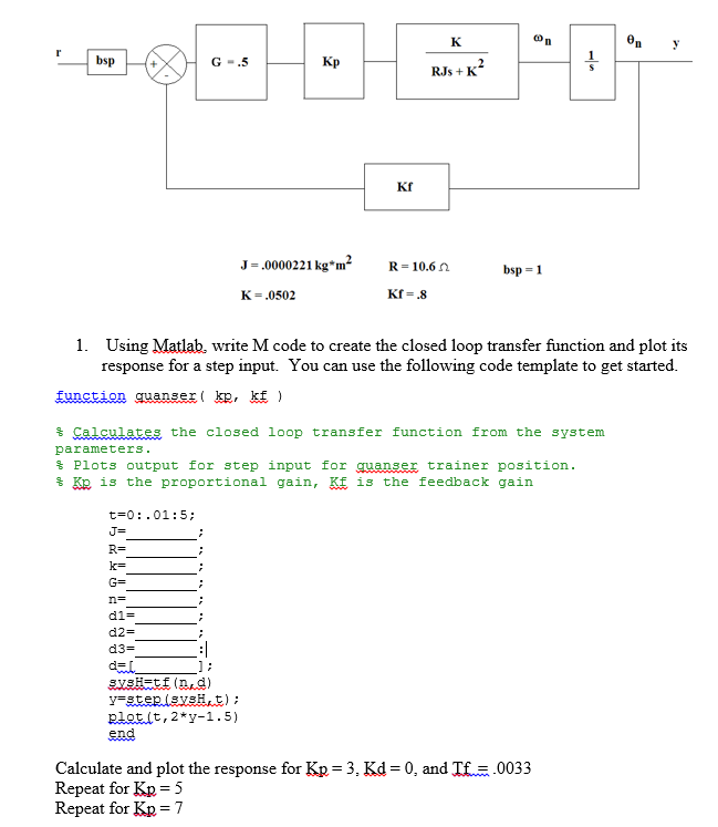 1. Using Matlab, write M code to create the closed | Chegg.com