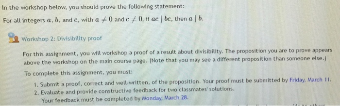 Solved In the workshop below, you should prove the following | Chegg.com