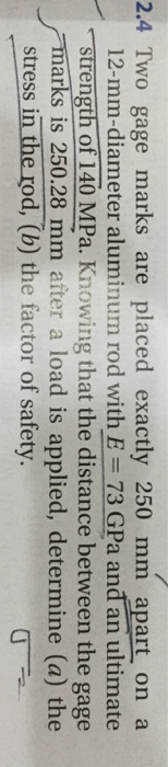 Solved Two gage marks are placed exactly 250 mm apart on a | Chegg.com