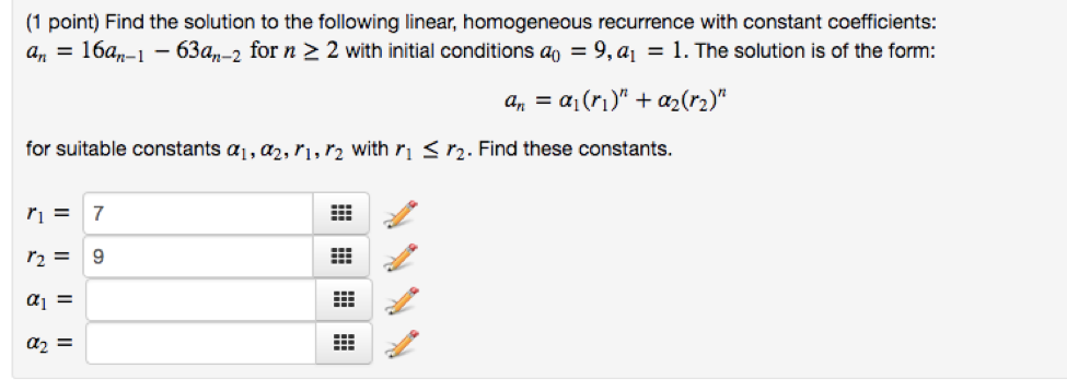 Solved (1 point) Find the solution to the following linear, | Chegg.com