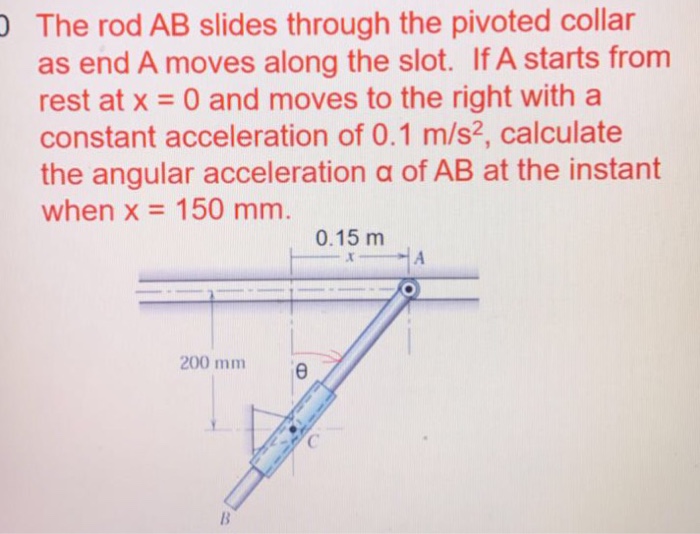 Solved The rod AB slides through the pivoted collar as end A | Chegg.com