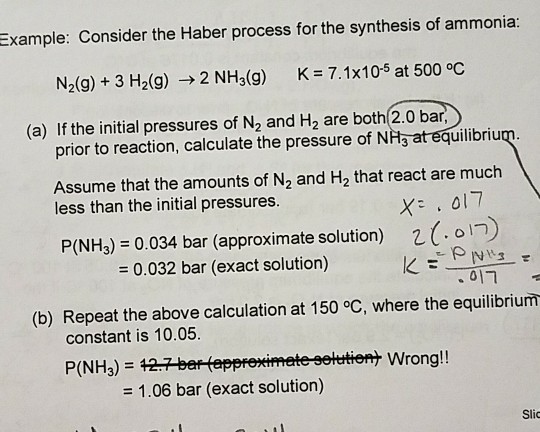 Solved Example Consider The Haber Process For The Synthesis